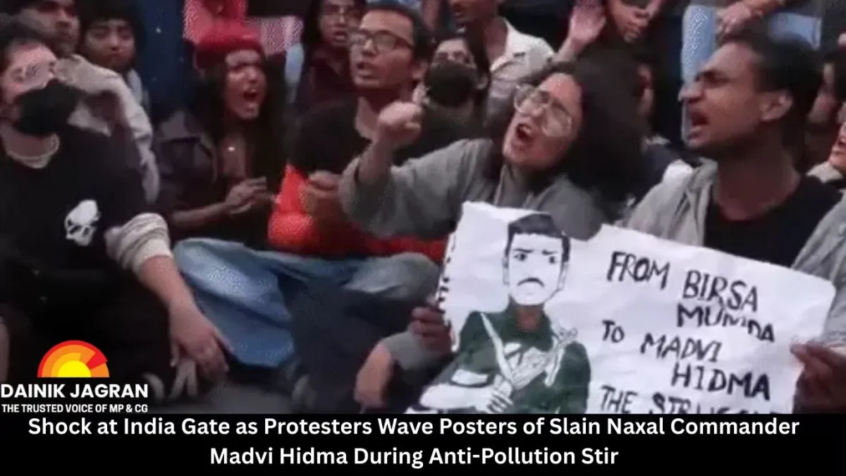 Shock at India Gate as Protesters Wave Posters of Slain Naxal Commander ...
