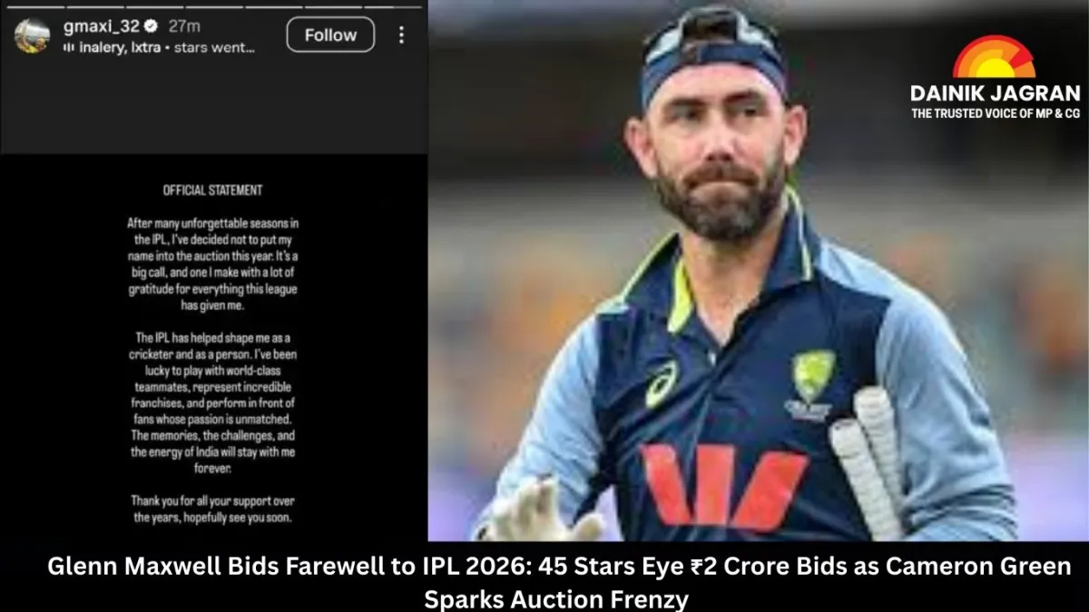 Glenn Maxwell Bids Farewell to IPL 2026: 45 Stars Eye ₹2 Crore Bids as ...
