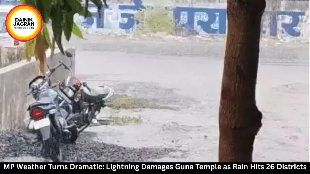 MP Weather Turns Dramatic: Lightning Damages Guna Temple as Rain Hits ...
