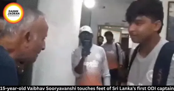 Vaibhav Sooryavanshi touches feet of Sri Lanka legend Anura Tennekoon ...