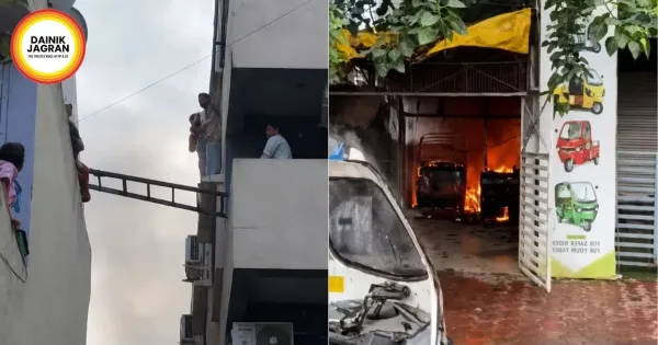 Indore EV showroom fire: 20 trapped, rescued via ropes and ladders ...
